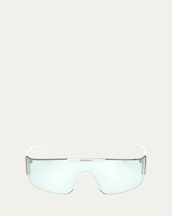 Buy Moncler Ombrate Logo Temple Shield Sunglasses - White Aqua At 50% Off | Editorialist